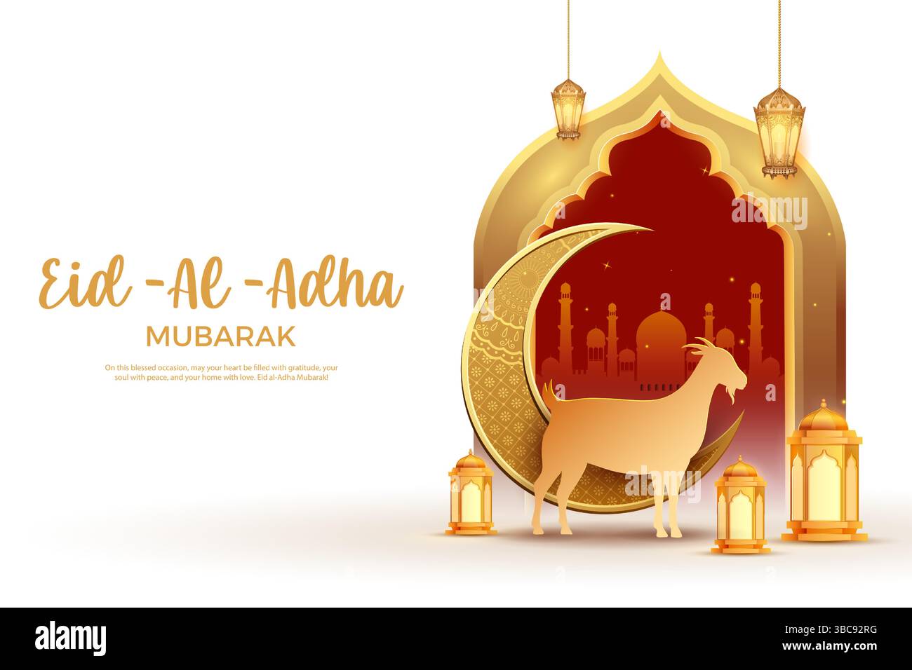 Sheep wishing Eid ul Adha Happy Bakra Id holy festival of Islam Muslim ...