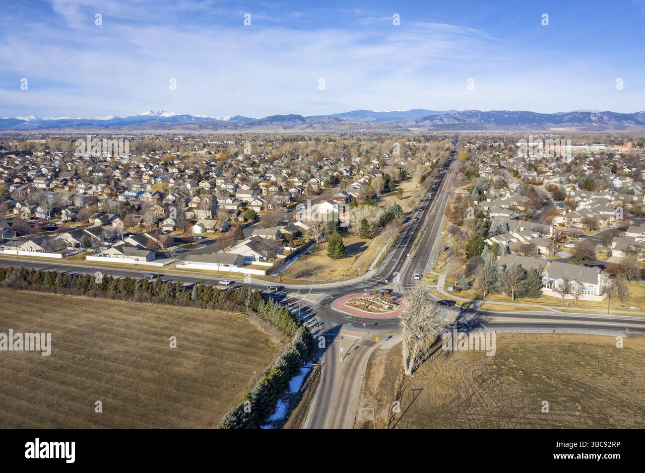 Typical residential neighborhood roundabout hi-res stock photography ...
