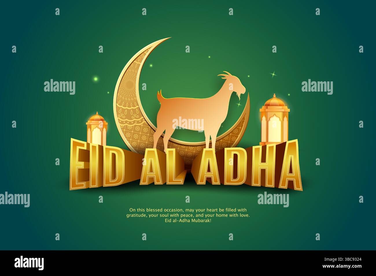 Sheep wishing Eid ul Adha Happy Bakra Id holy festival of Islam Muslim ...