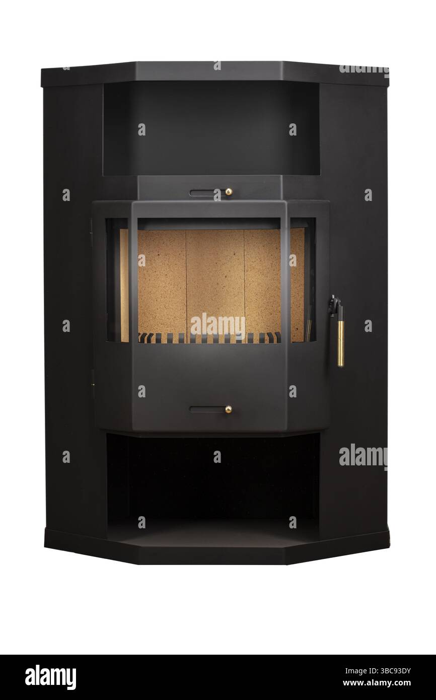 Modern fireplaces for heating made of metal and heat-resistant glass ...