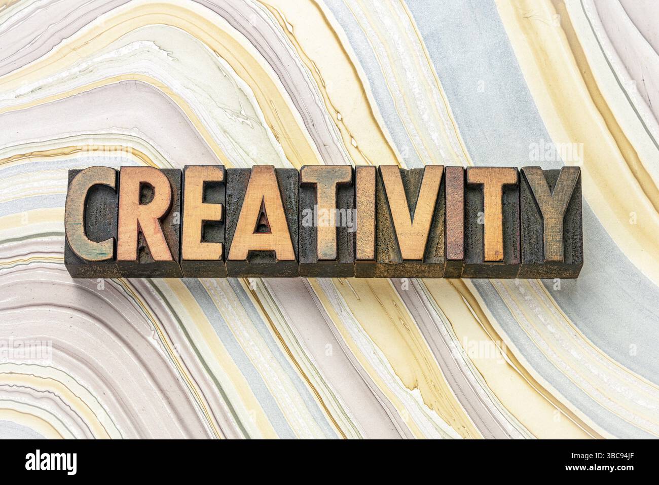 Creativity word abstract in vintage letterpress wood type printing ...