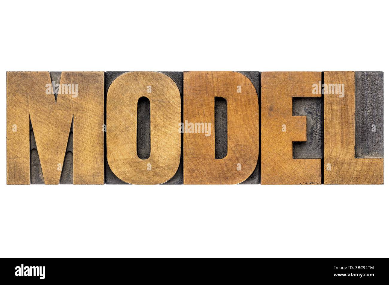 Model word typography - isolated text in vintage letterpress printing ...