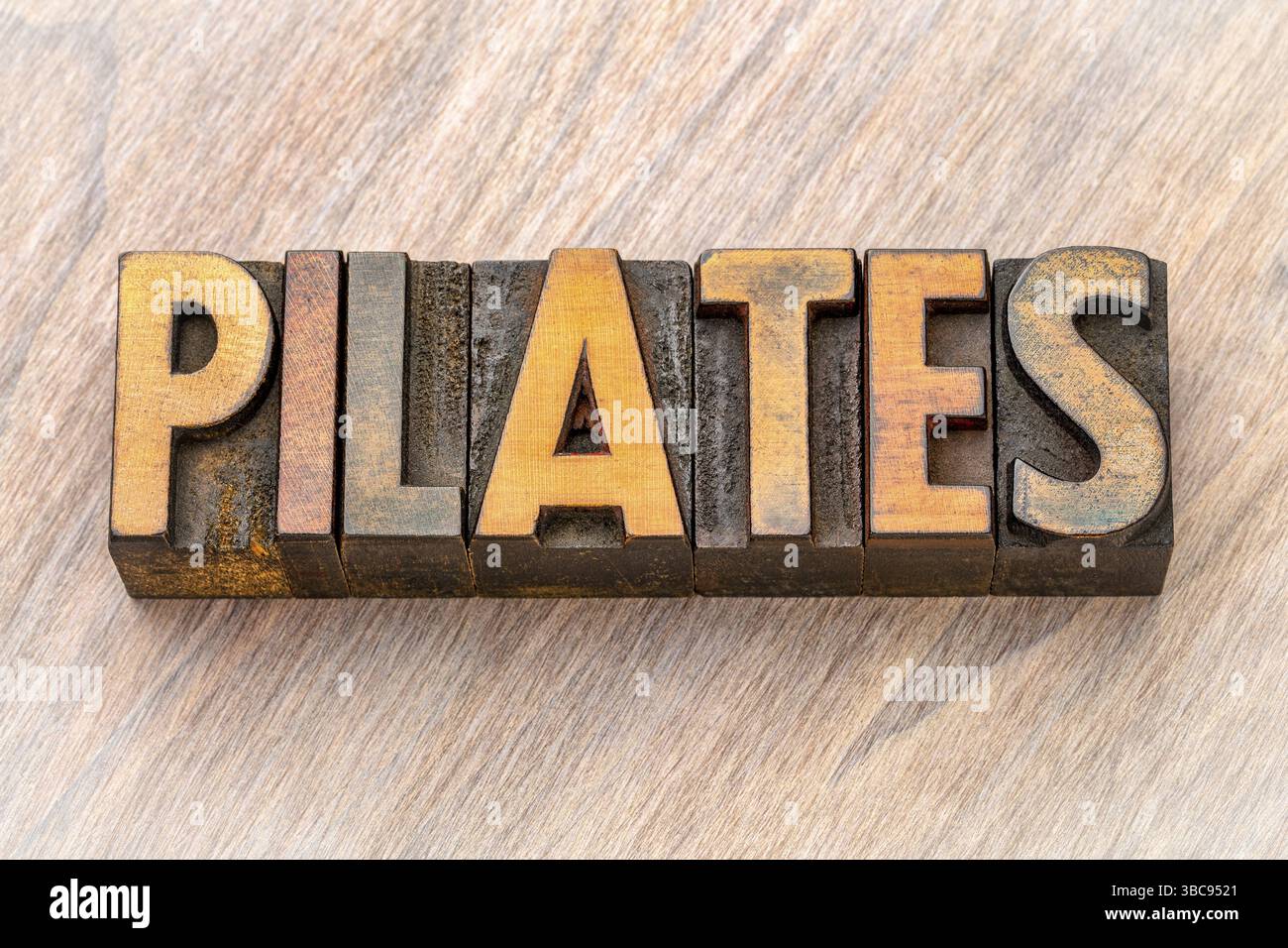 Pilates - word abstract in vintage letterpress wood type Stock Photo ...