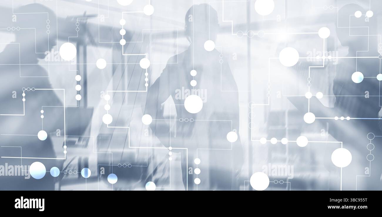 Abstract digital particles. Cyber network background. Technology ...