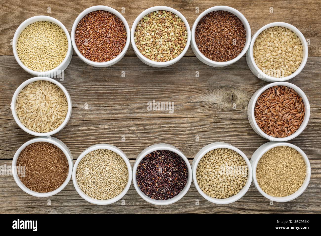 Healthy, gluten free grains collection (quinoa, brown rice, millet ...