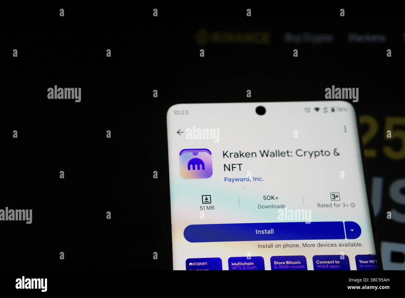 Kraken Wallet app screen on Play Store for installation Stock Photo - Alamy