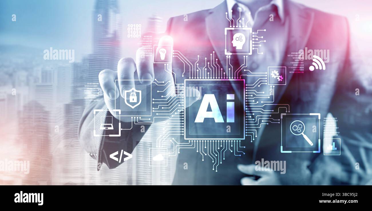 Artificial Intelligence Processor Concept. AI Big Data Array ...