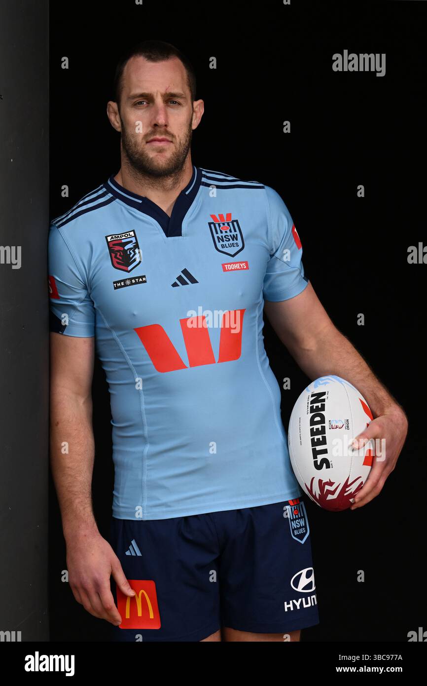 Sydney, Australia. 19th May, 2025. Blues captain Isaah Yeo poses for ...