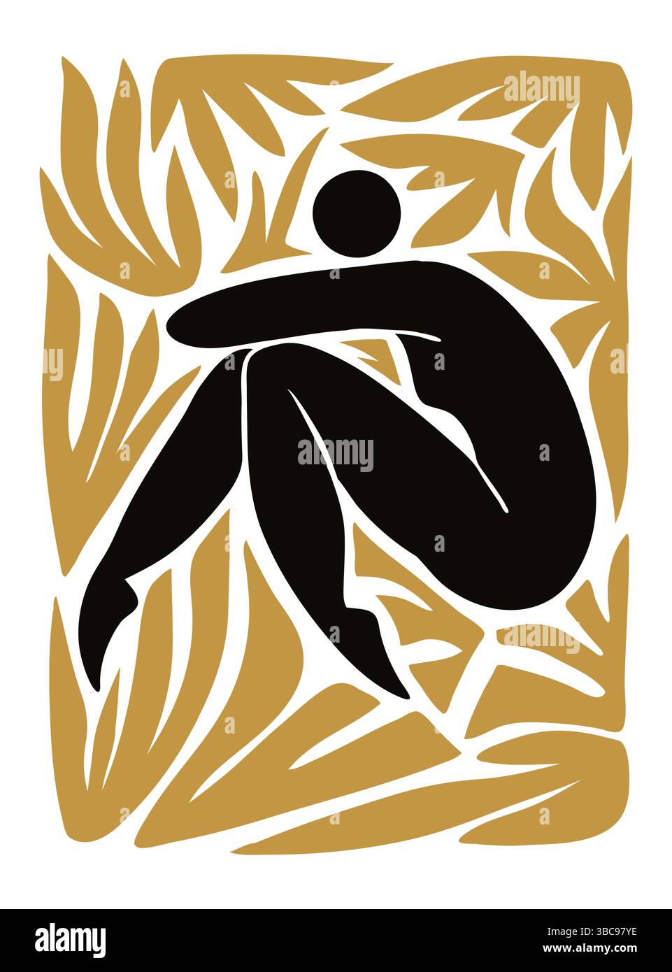Vector illustration in the style of Henri Matisse, featuring a hand ...