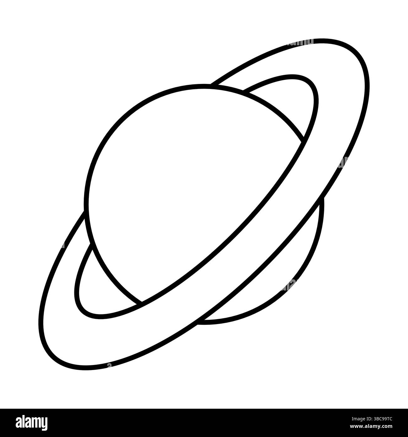Saturn, black and white vector silhouette illustration of planet with ...