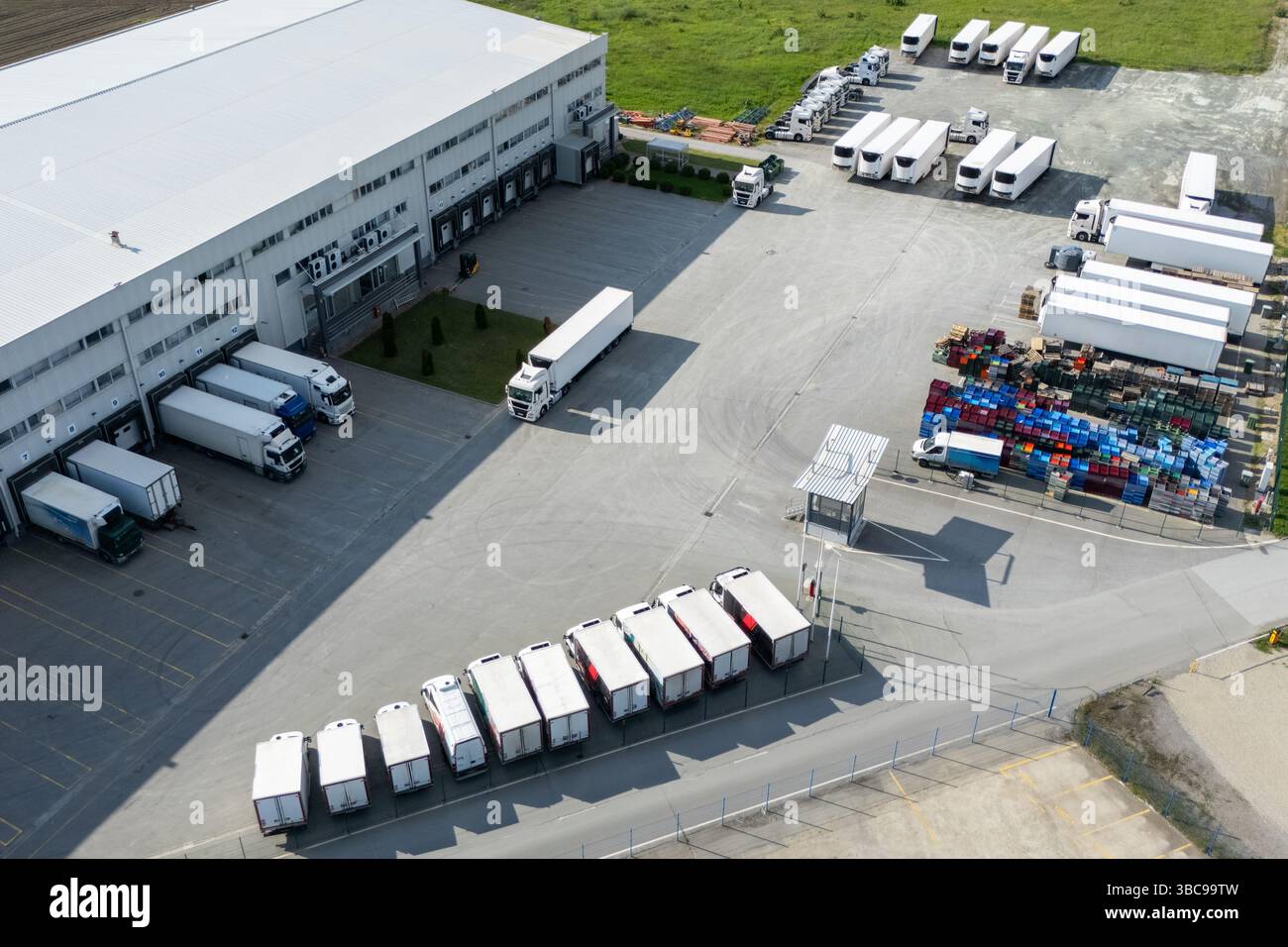 Aerial view of logistics center Stock Photo - Alamy