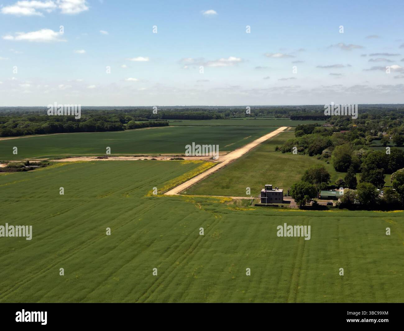 An aerial view of the former WWII USAF airfield in Thorpe Abbotts ...