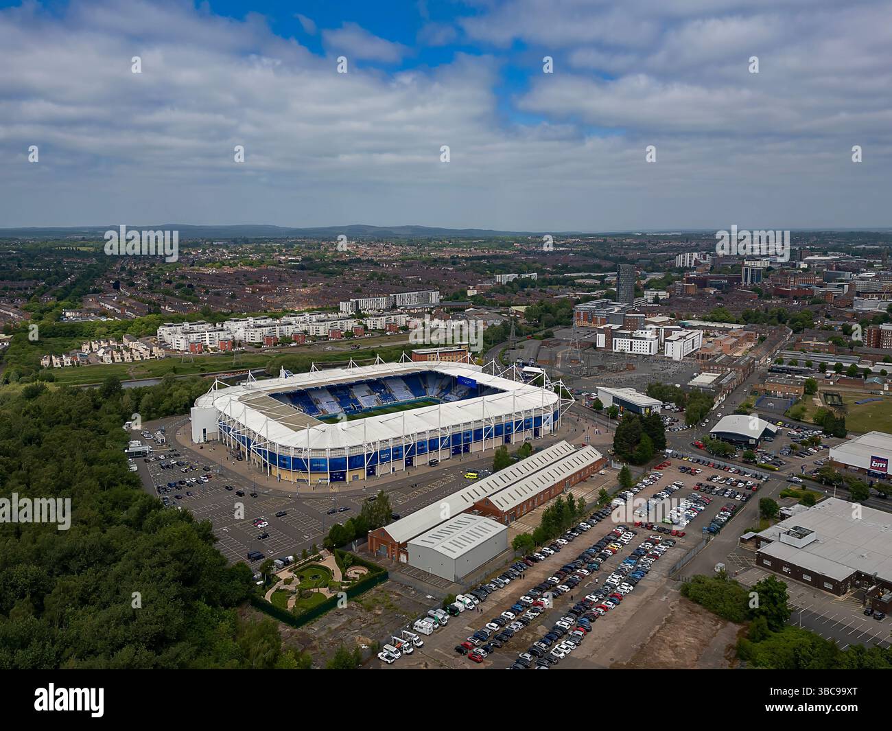 An aerial view of the King Power Stadium is home to Leicester City ...