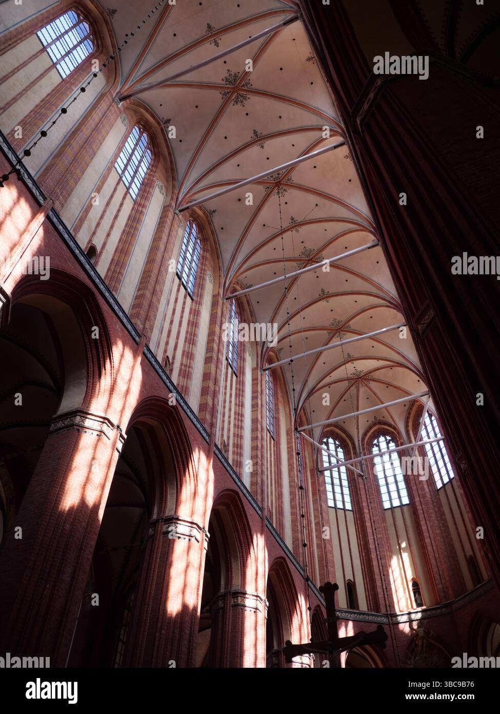 Late Gothic vault with keystone in the St. Nicholas Church in the ...