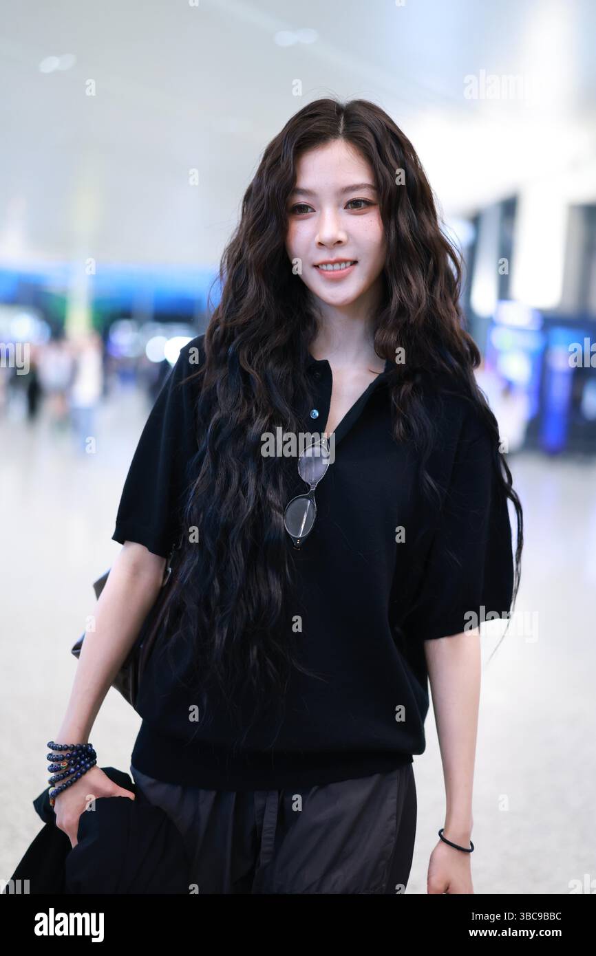 Chinese actress, singer and dancer Song Yanfei appears at the airport ...