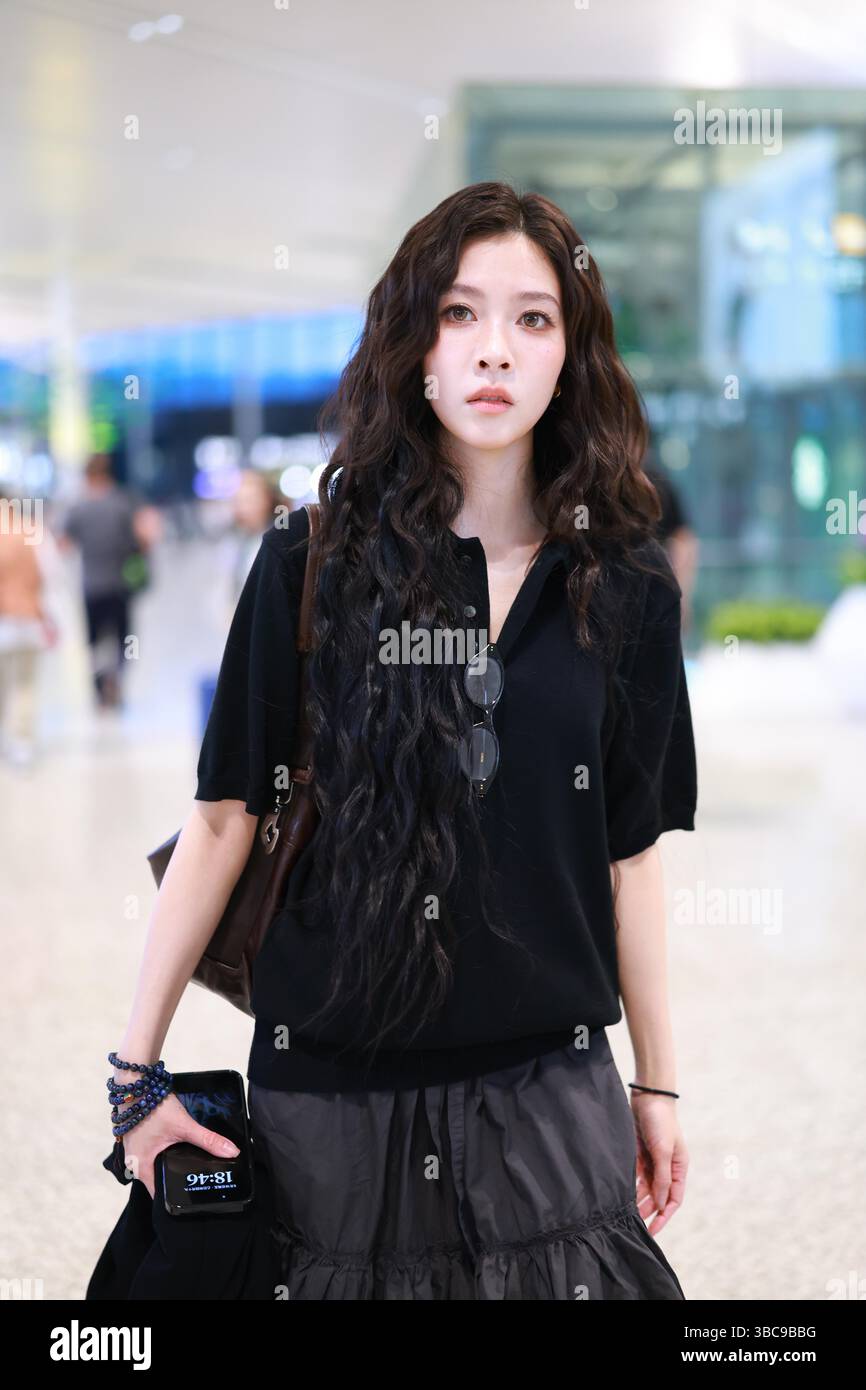 Chinese actress, singer and dancer Song Yanfei appears at the airport in Shanghai, China, 16 May ...