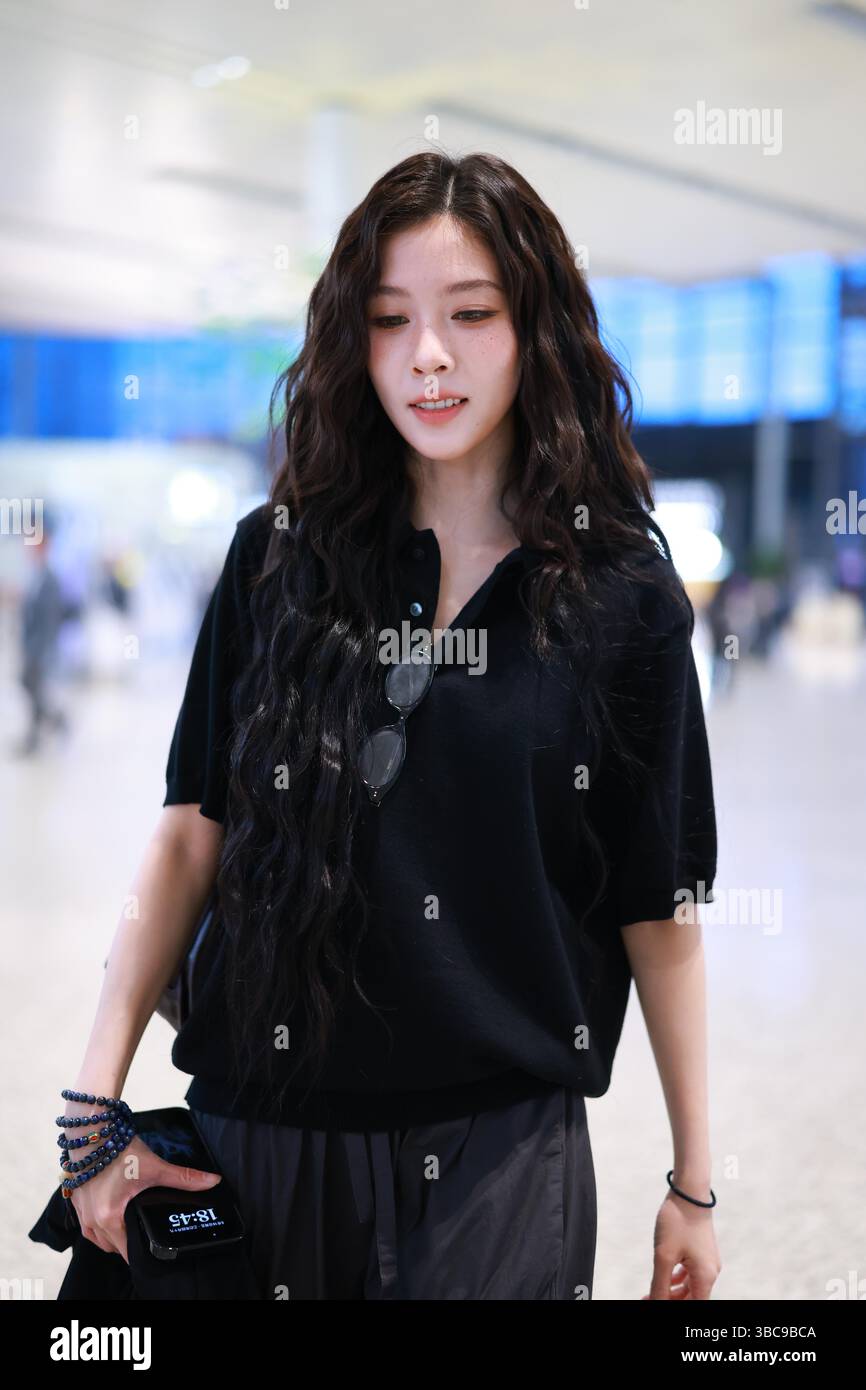 Chinese actress, singer and dancer Song Yanfei appears at the airport ...