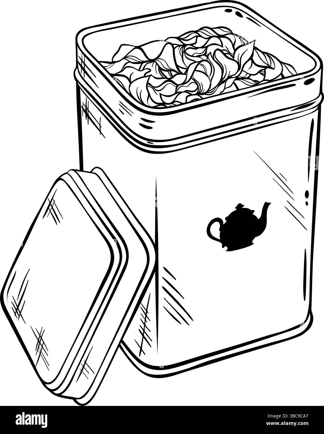 Tin Packaging with Tea Outline Illustration Stock Vector Image & Art ...