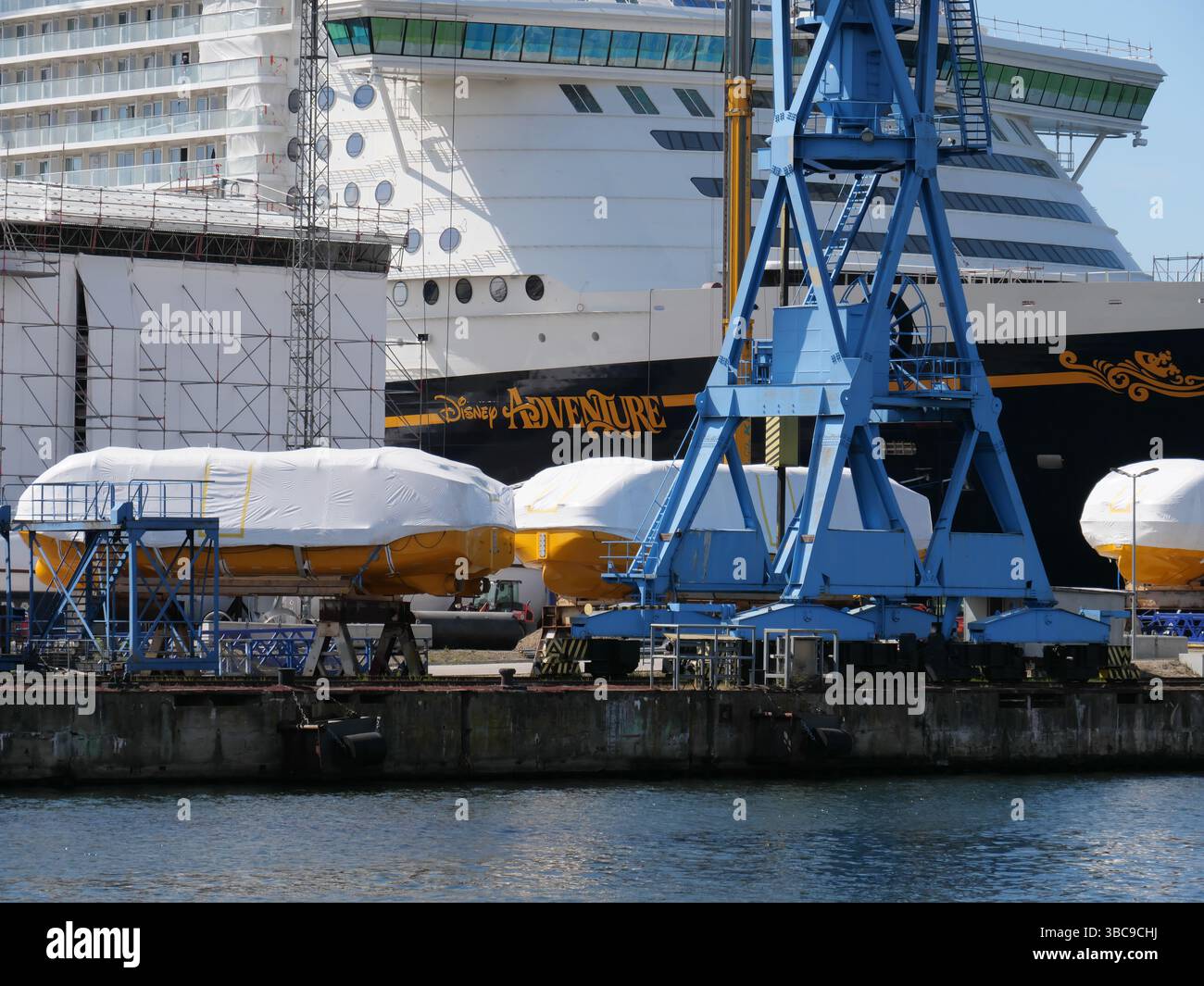 The Disney Adventure, one of the largest cruise ships, is moored at the ...