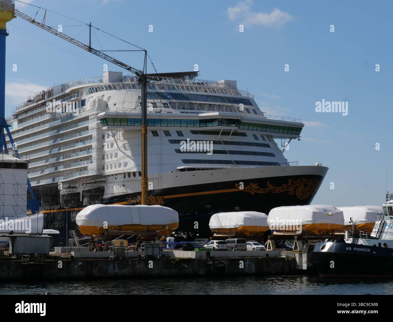 The Disney Adventure, one of the largest cruise ships, is moored at the ...