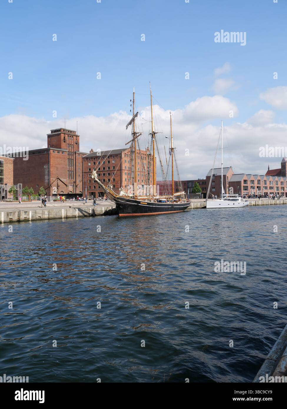 Historic sailing boat in the city harbor of the Hanseatic city of ...