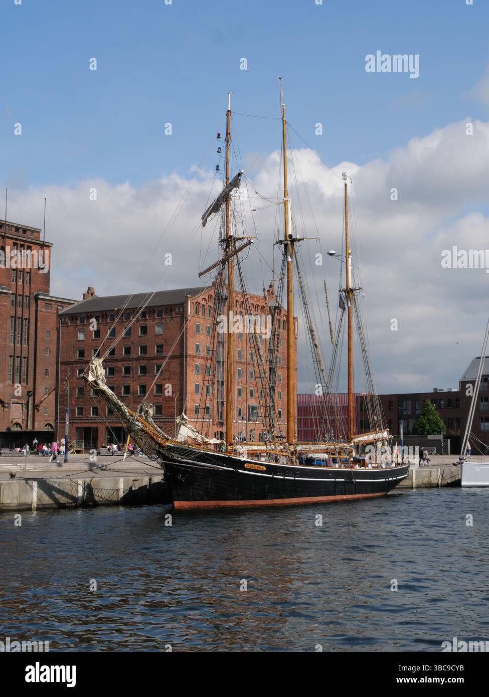 Historic sailing boat in the city harbor of the Hanseatic city of ...