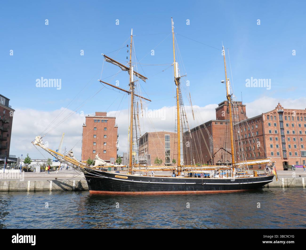 Historic sailing boat in the city harbor of the Hanseatic city of ...