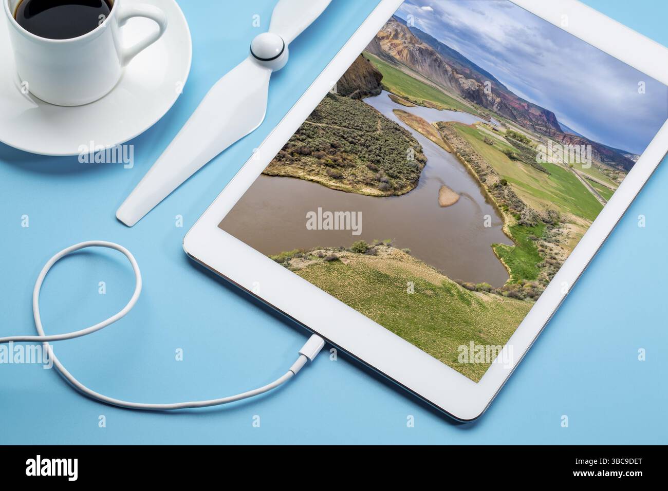 A valley of the upper Colorado River below Burns in Colorado, in spring ...