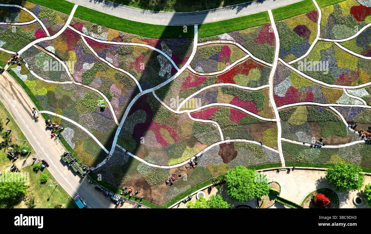 Aerial photo shows the early summer scenery of Shenyang World Expo ...