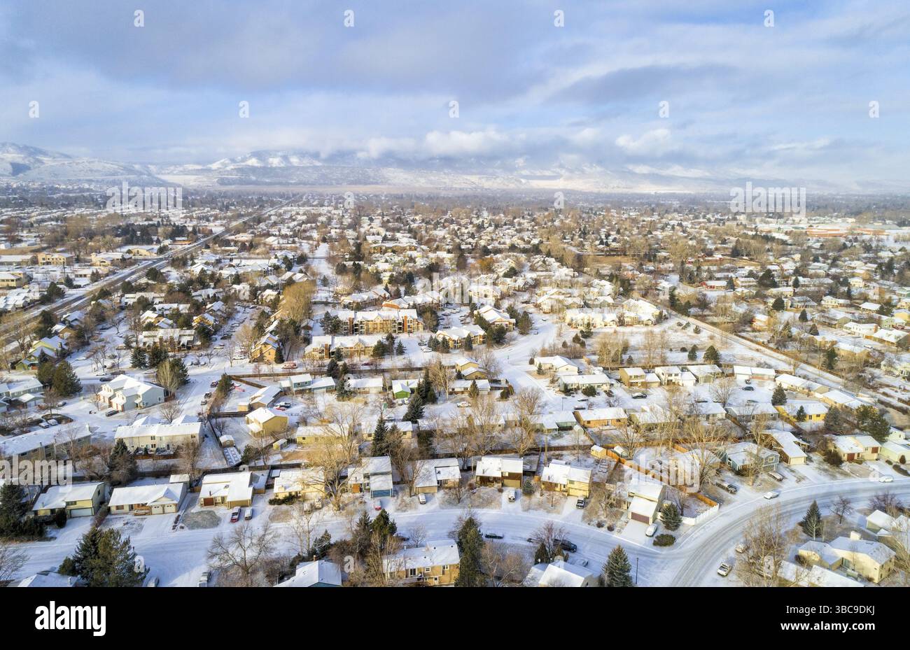 Aerial view of typical residential neighborhood along Front Range of ...