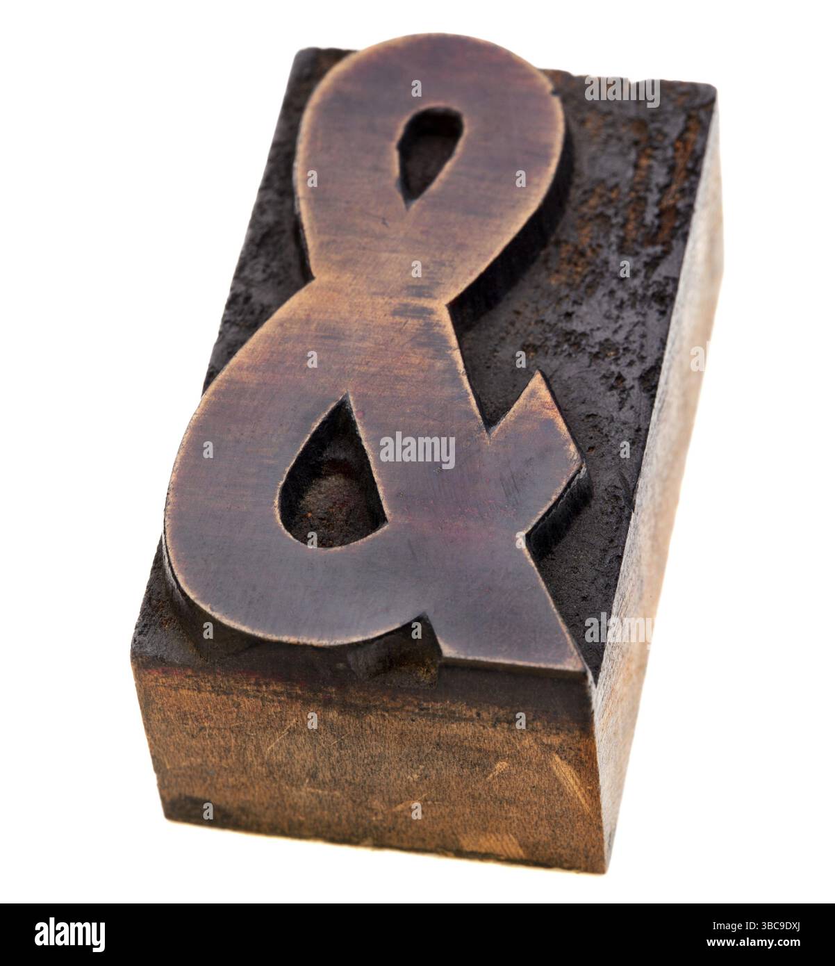 Ampersand symbol - a vintage wood letterpress type block, stained by ...