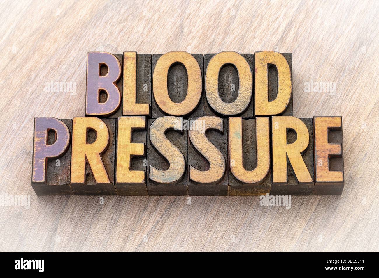 Blood pressure - word abstract in vintage letterpress wood type ...