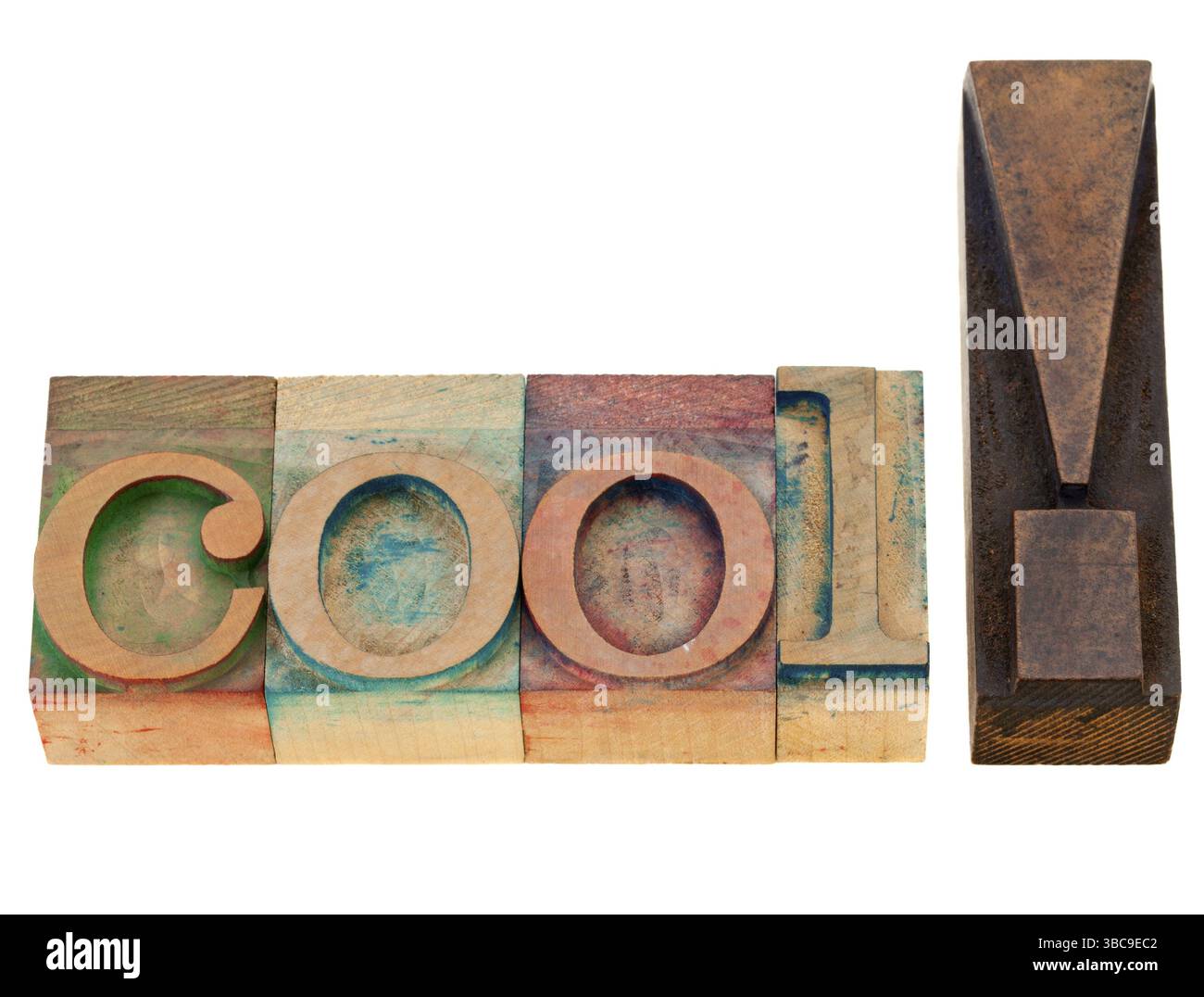 Cool - isolated exclamation word in vintage wood letterpress printing ...