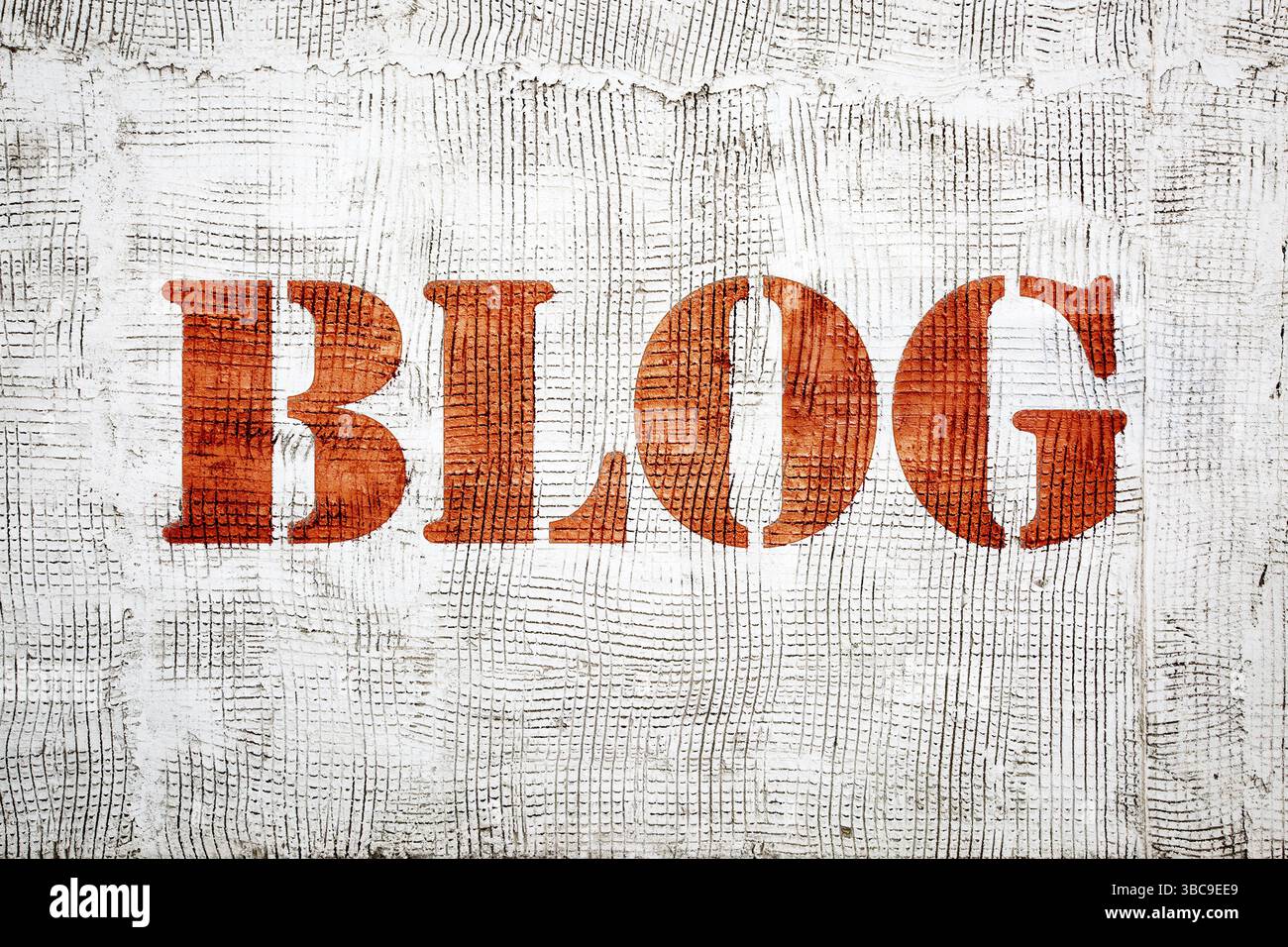 Blog word - graffiti style text on an old grunge plaster wall Stock ...