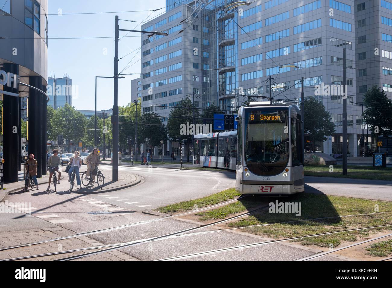 Rotterdam Holland. May 10, 2025. Tram in city center, public ...