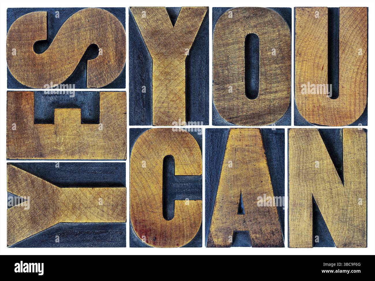 Yes you can - motivational slogan - isolated text in vintage grunge ...