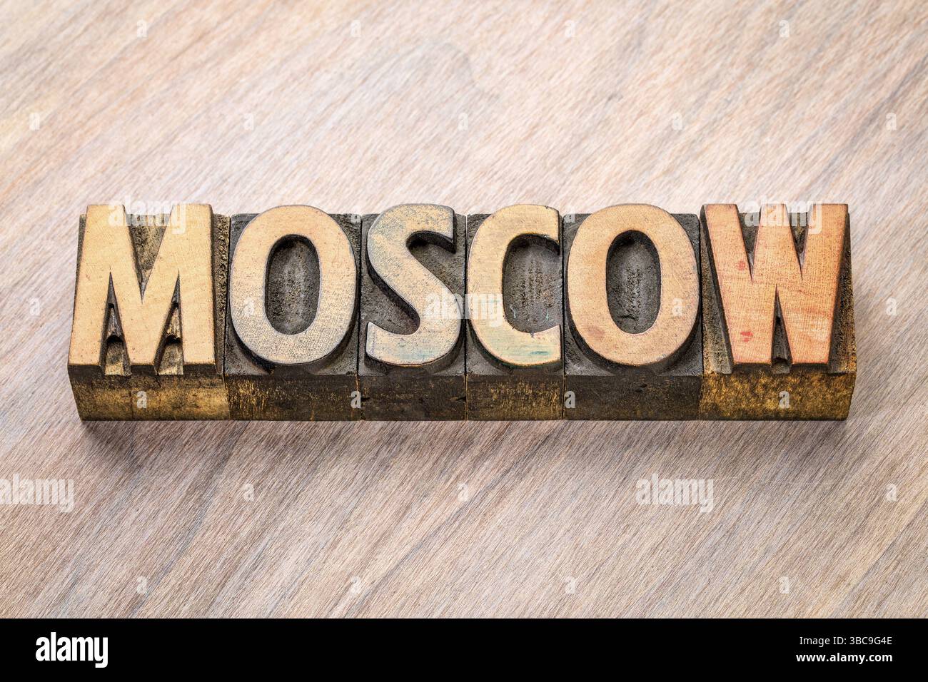 Moscow word abstract in vintage letterpress wood type Stock Photo - Alamy