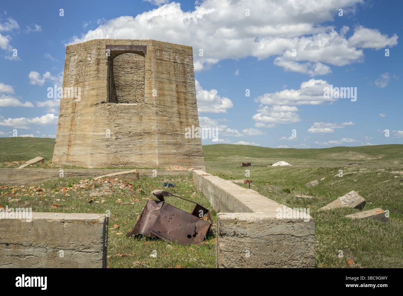 Concrete ruins of one of five reduction plants and pump stations ...
