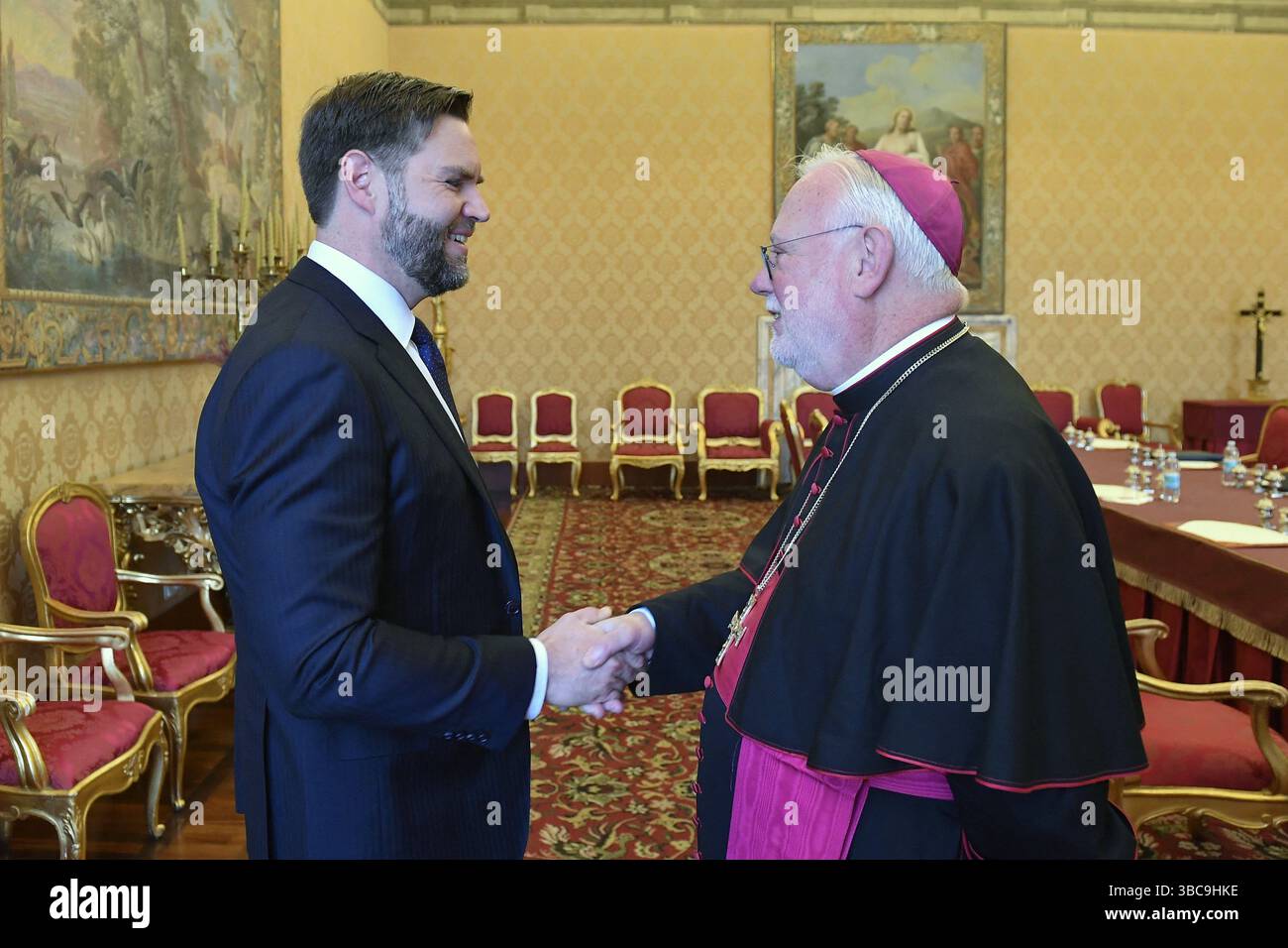 Vatican. 19th May, 2025. US Vice President J.D. Vance meets Archbishop ...