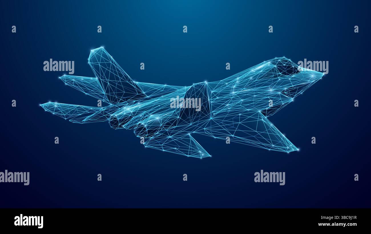 Digital fighter jet. Digital military airplane. Futuristic tech style ...