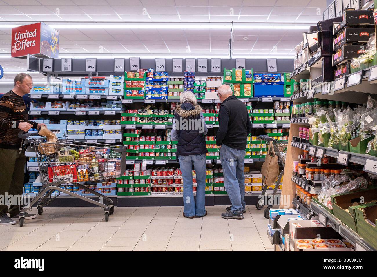 Shoppers people shopping inside a Lidl shop store in England in the UK ...