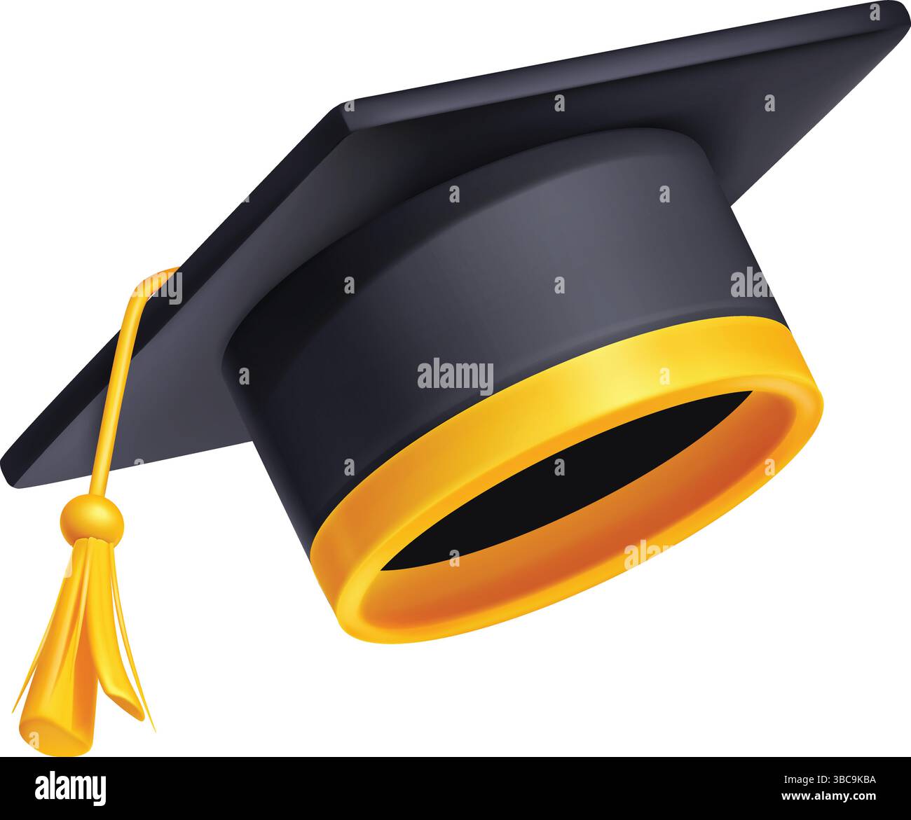 Graduation Cap Icon with Golden Tassel and Band Stock Vector Image ...