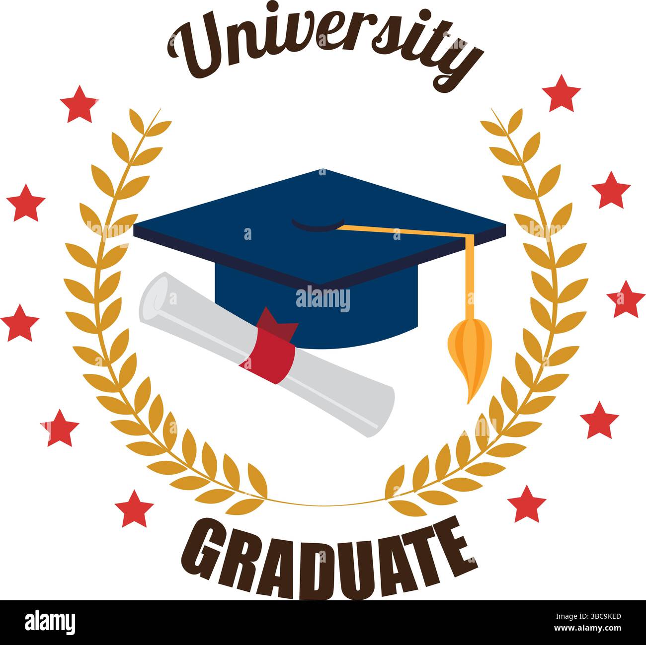 University Graduate Cap and Diploma Icon Illustration Stock Vector ...
