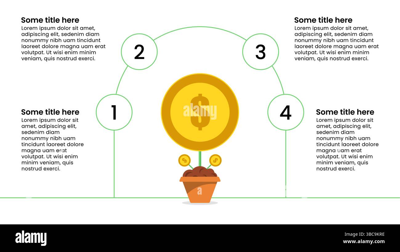 Infographic template with 4 options or steps. Coin plant. Can be used ...