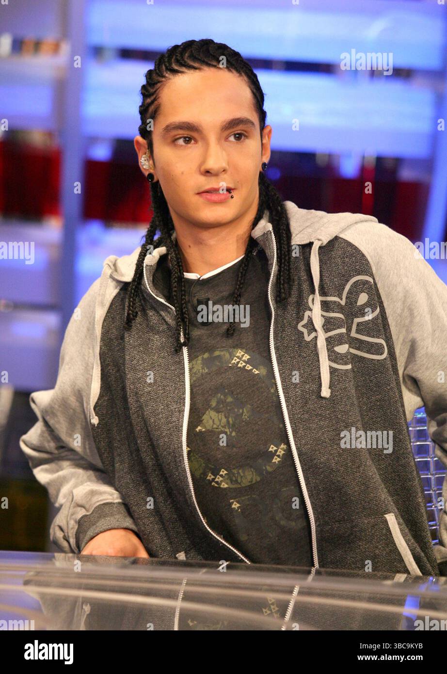 Tom Kaulitz of Tokio Hotel filming for a Spanish television show called ...