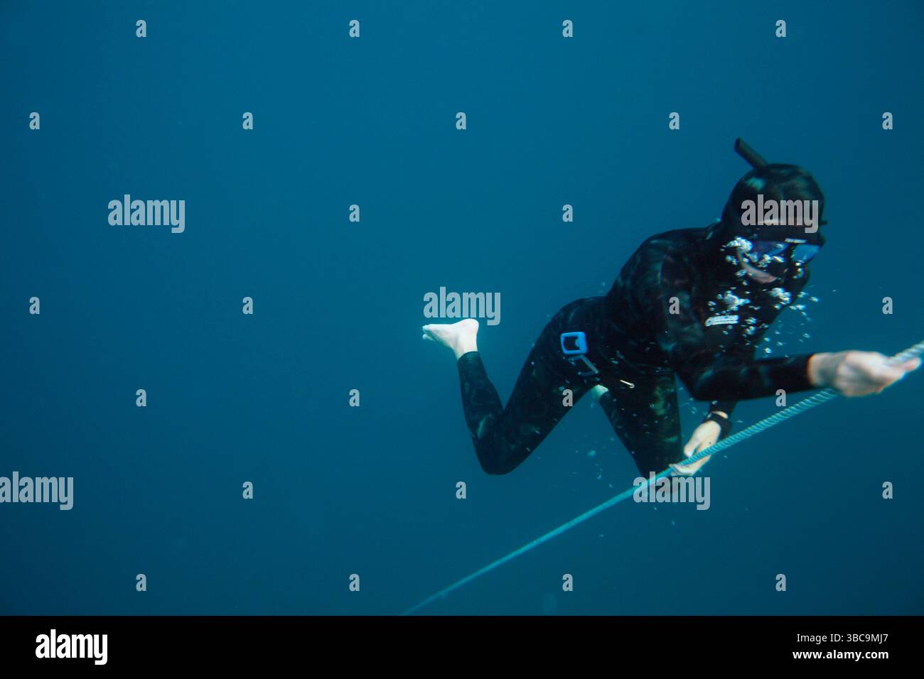 Using a line attached to a buoy and an anchor to do "pull-downs" while ...