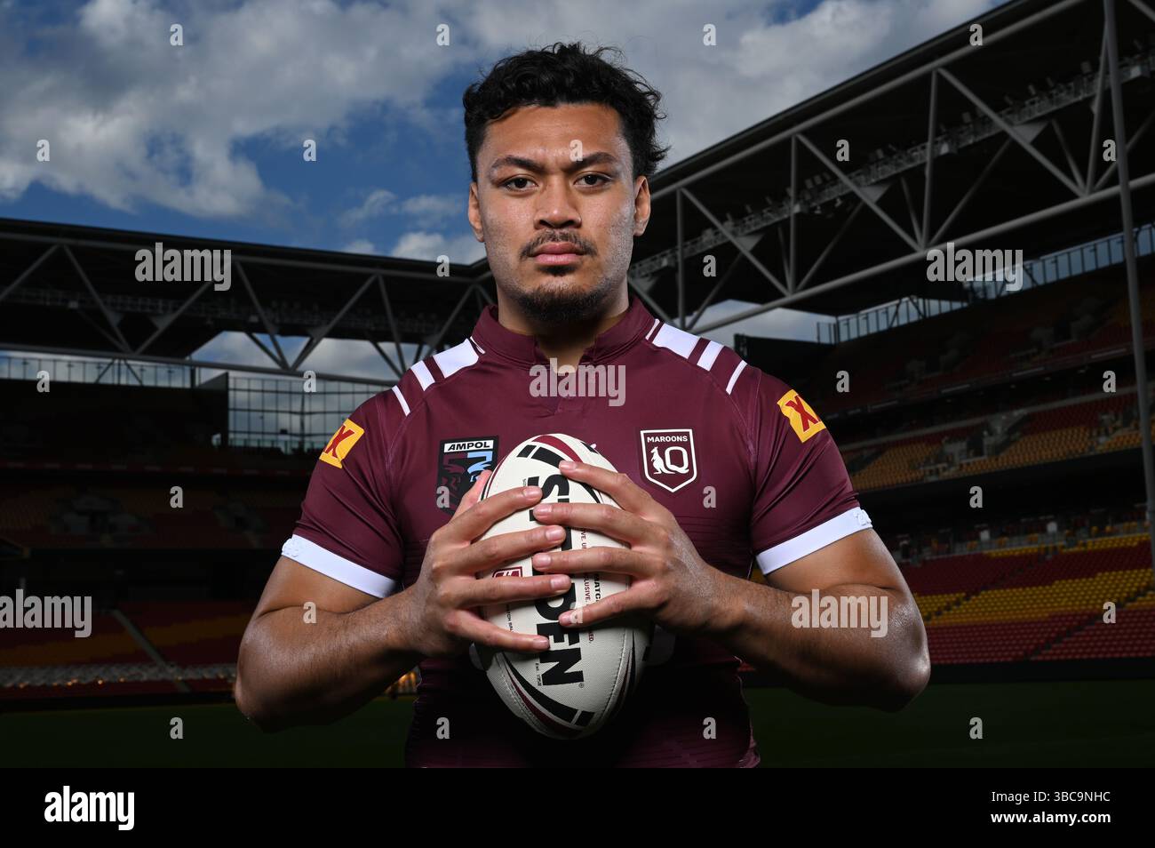 Jeremiah Nanai of the Queensland Maroons is seen posing for a ...