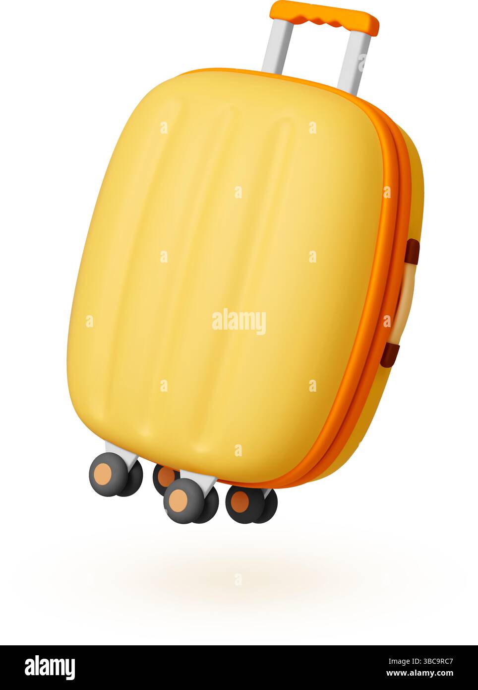 Isolated 3d suitcase. Plastic realistic cartoon baggage, cabin size ...