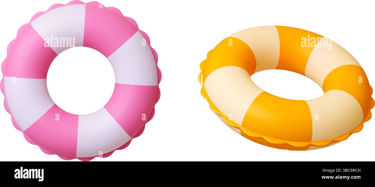 Lifebuoys 3d. Isolated rubber ring for swimming in sea. Aquapark ...