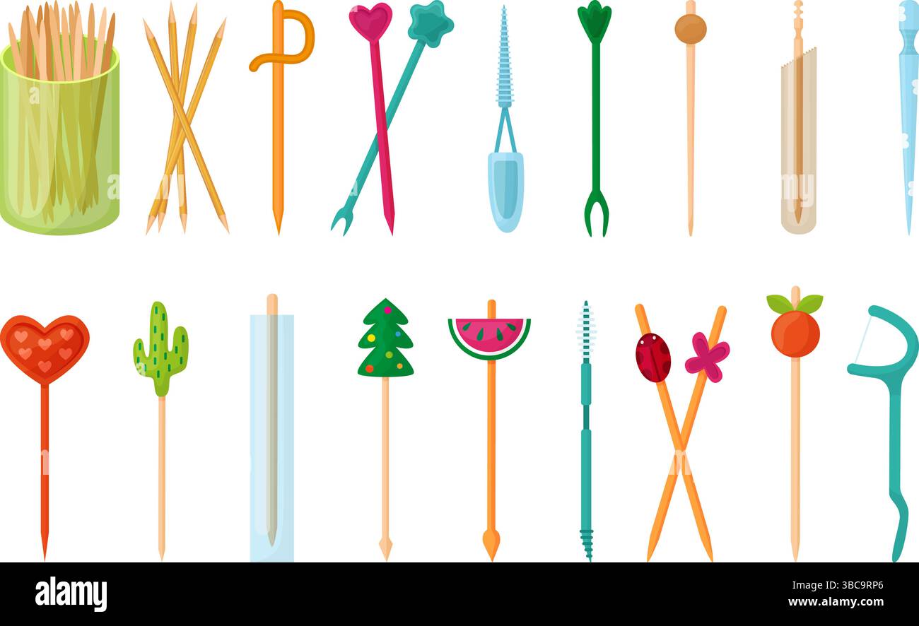 Toothpicks. Wooden plastic toothpick in bag and glass. Personal oral ...